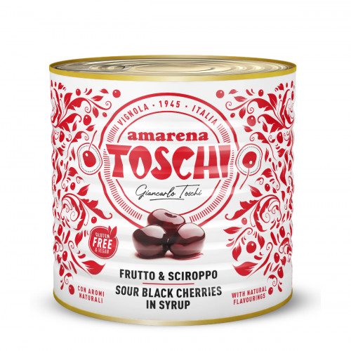 SOUR CHERRY FRUIT & SYRUP TOSCHI 18/20 - 3.2 KG. | Toschi | can of 3.20 ...