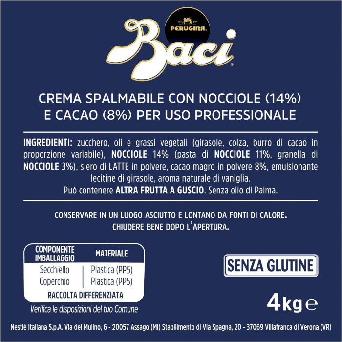 BACI PERUGINA 3 KG SPREADABLE CREAM FOR FILLING | Nestlé | bucket of 3 ...